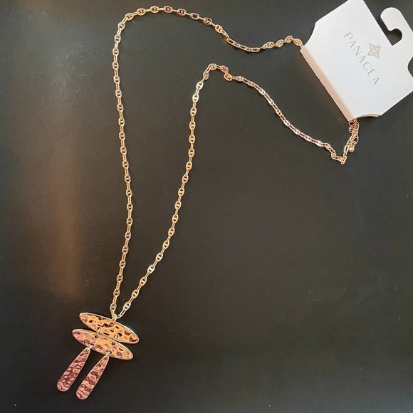 Panacea Cache | Jewelry | Panacea Long Hammered Gold Necklace | Poshmark